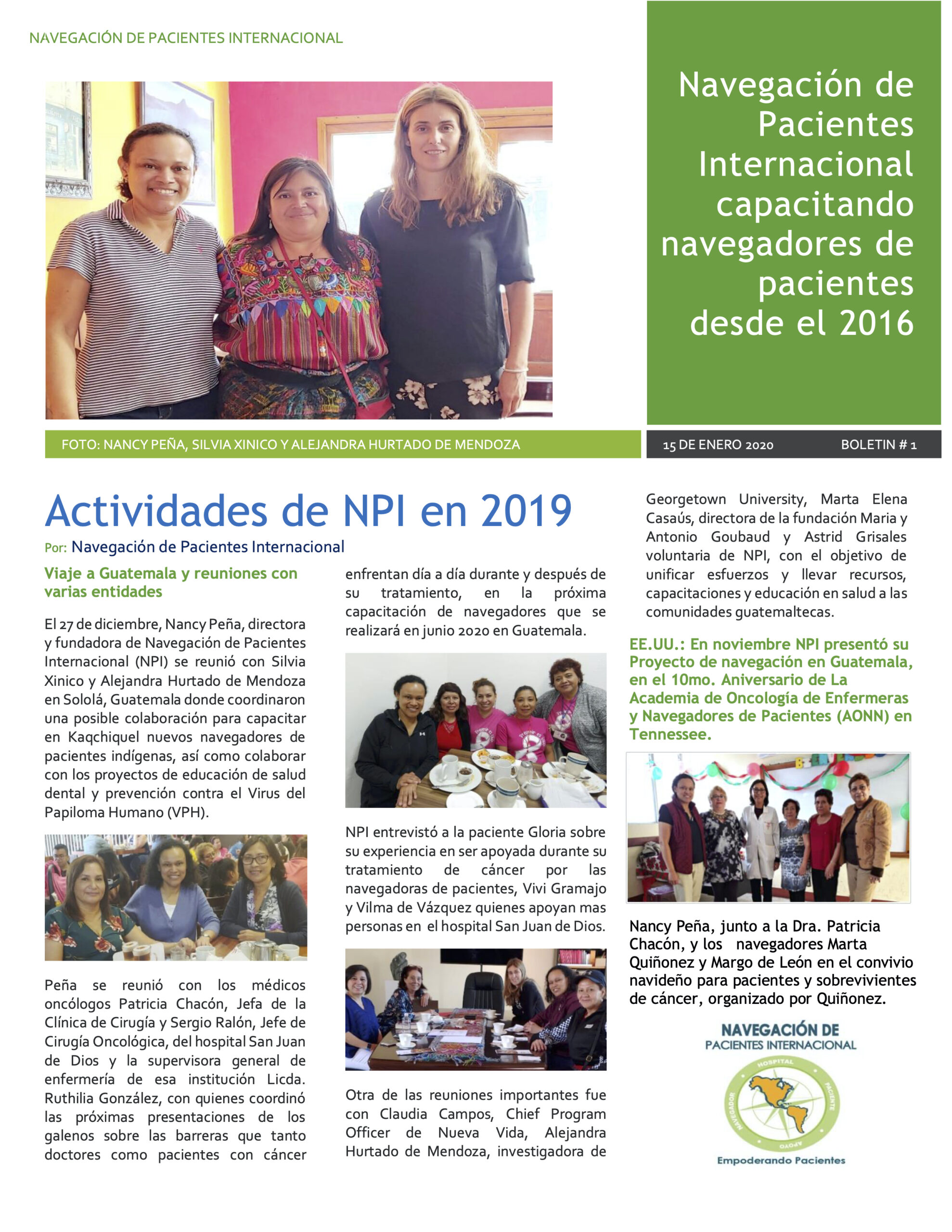 Actividades de NPI en 2019 – Navegación de Pacientes International